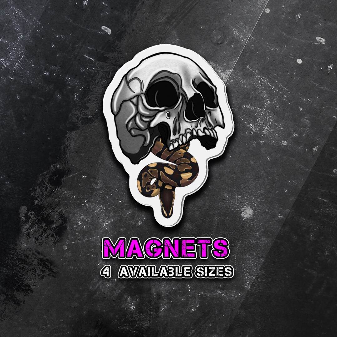 Ball Python Magnet, Snake Magnet for Reptile Lover, Creepy Gothic Skull ...