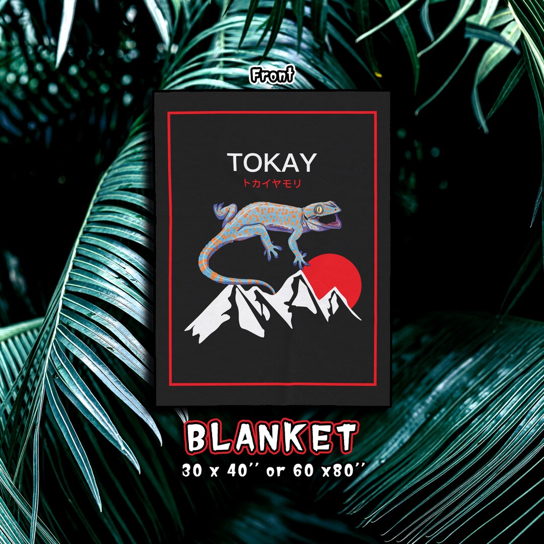 Tokay Gecko Blanket, Lizard Blanket for Reptile Lover, Japanese Style ...