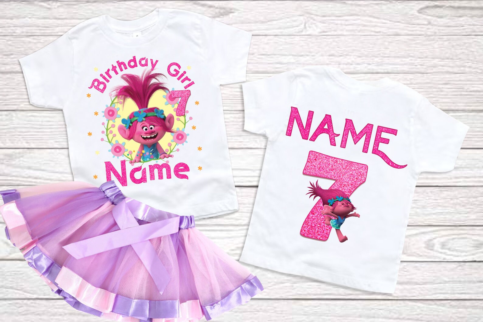 Troll Poppy Outfits Birthday Girl Shirts 5th Birthday Girls Sets ...