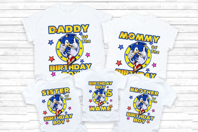 Personalized Sonic Birthday Shirt Family Matching Outfits Custom Sonic ...