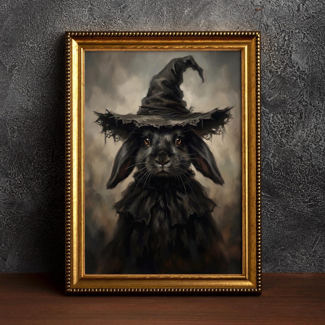 Victorian Rabbit Witch Art Print | Whimsical March Hare Portrait ...
