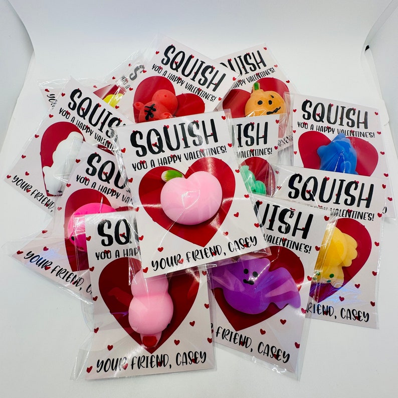 Squish Valentines Day Cards PRINTED Classroom School Non Candy Fidget ...