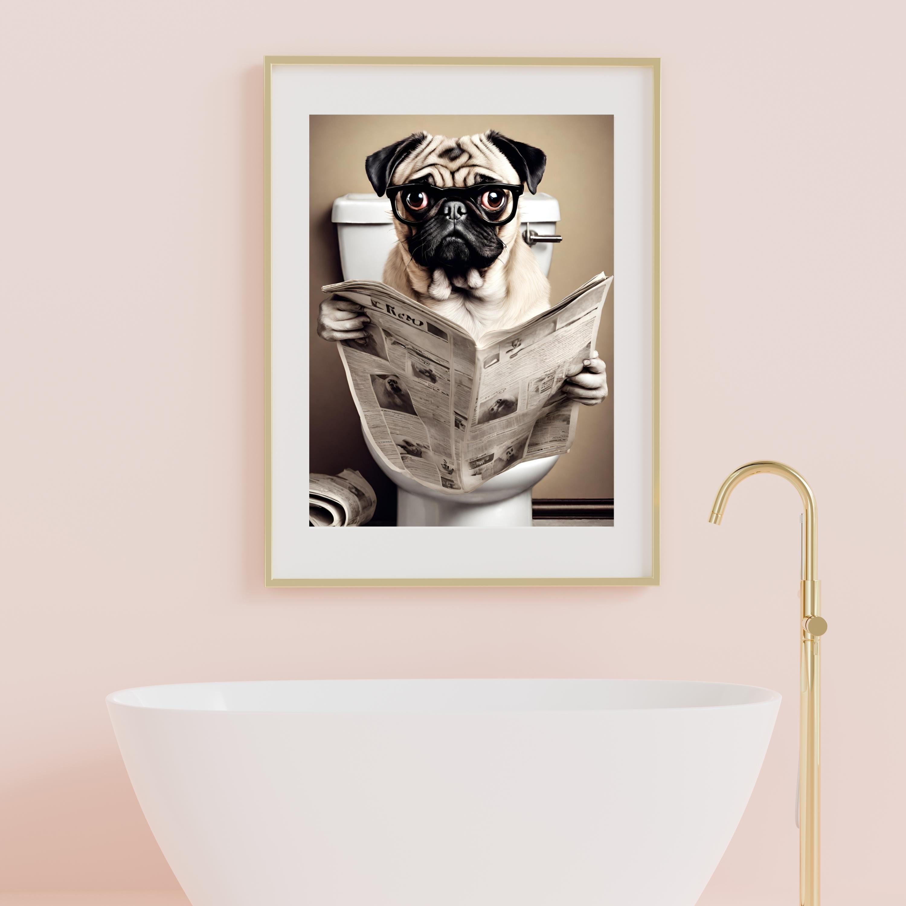 Funny Pug Wall Art Printable Wall Art Bathroom Picture Pug - Etsy