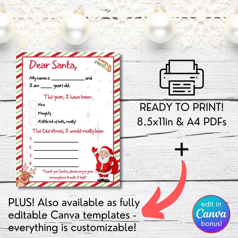 Letter to Santa Printable Santa Letter Editable Children’s Letter to ...