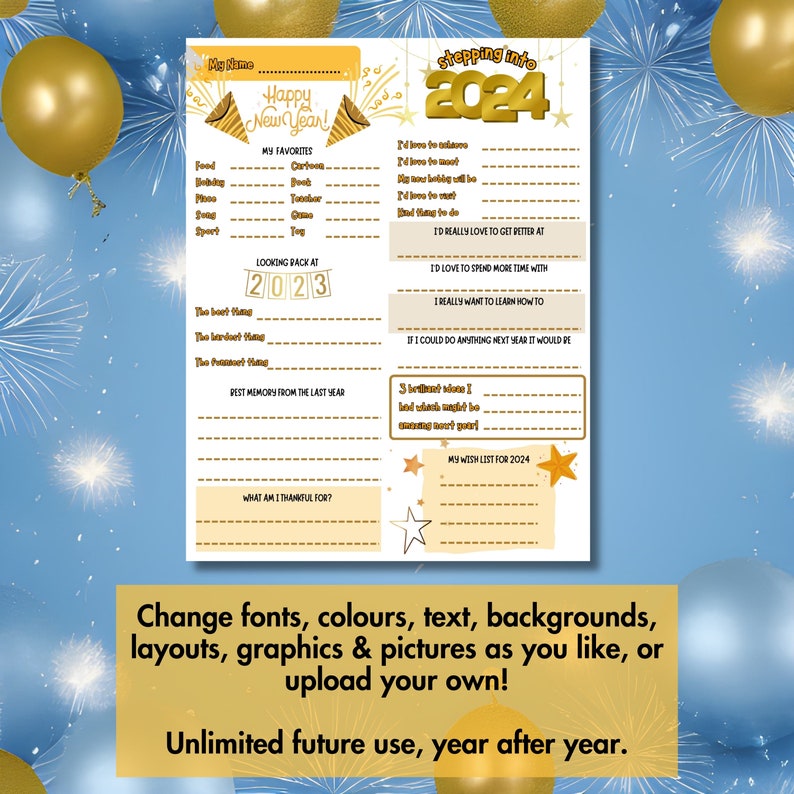 New Year’s Resolution Printable for Kids New Year 2024 Printable ...