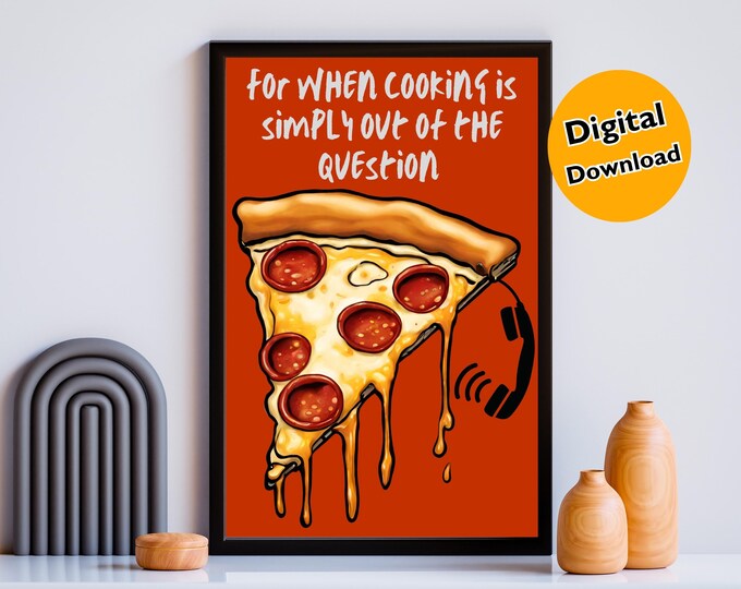 Pizza Print - More Pizza Please Aesthetic Kitchen Decor Minimalist ...