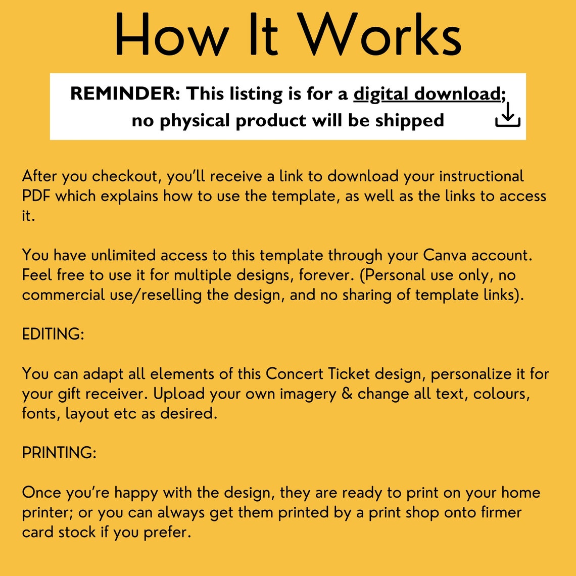 Editable Concert Ticket Canva Template Concert Ticket Stub Editable ...