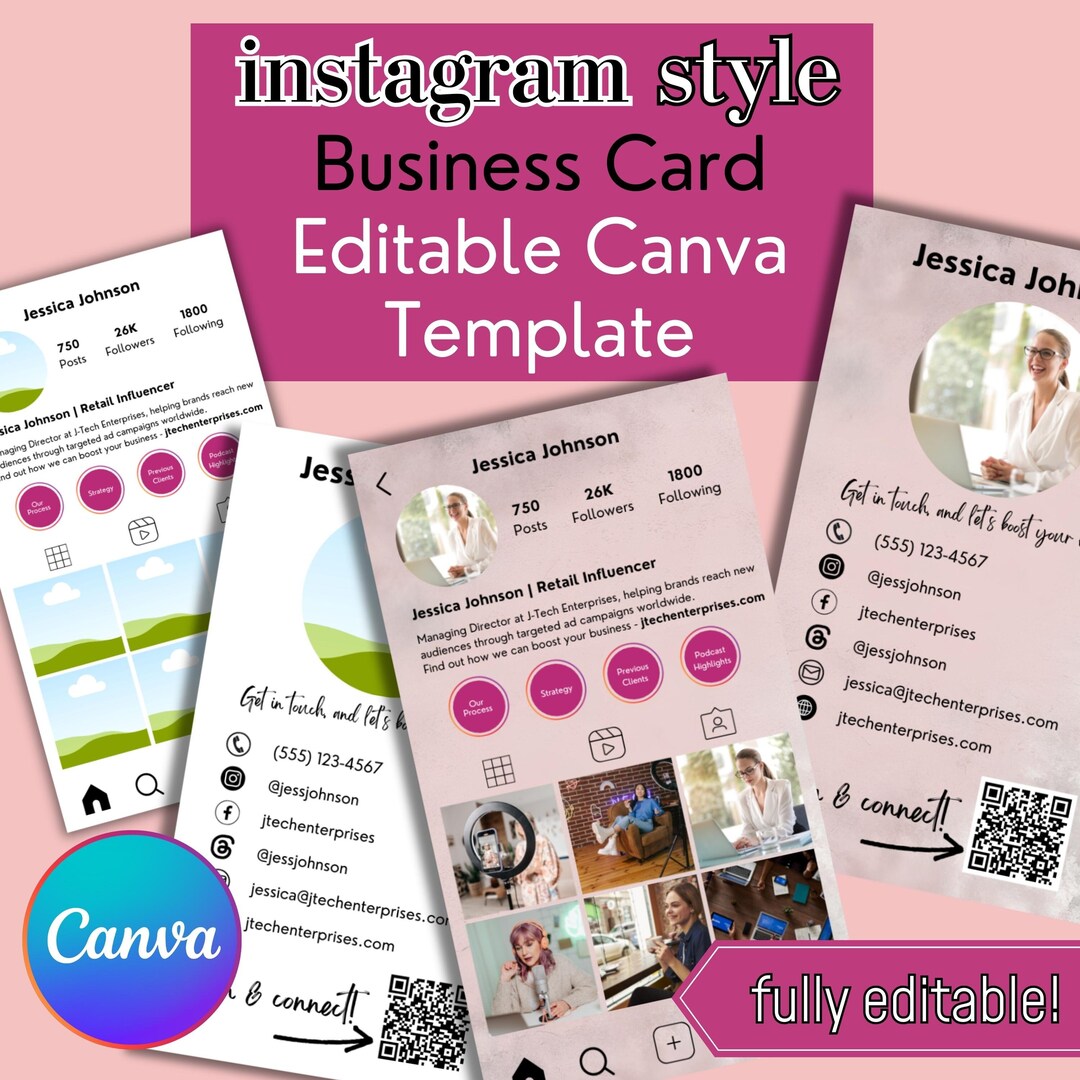 Business Card Template Design for Instagram Business Card Canva ...