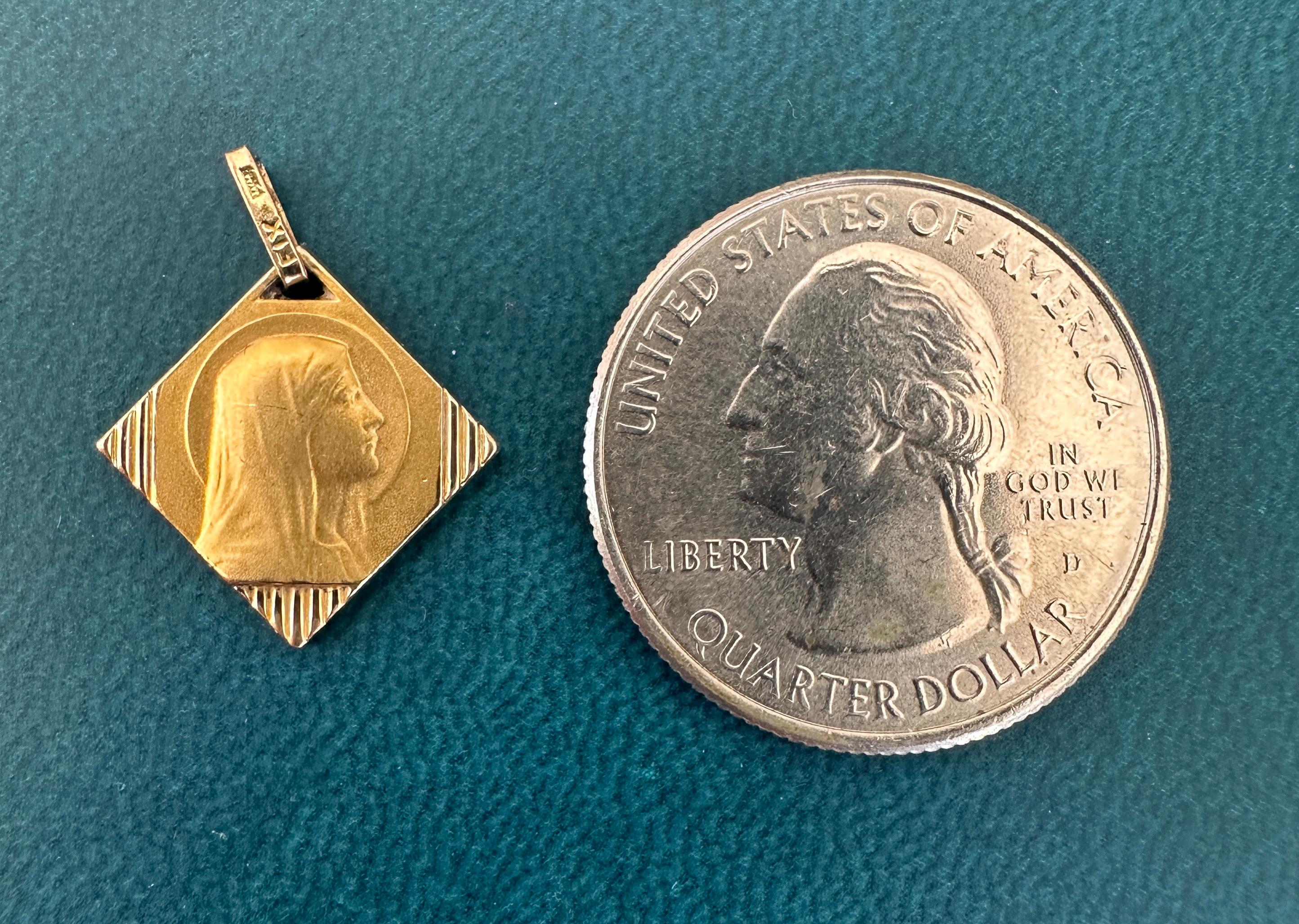 Art Deco 18K Gold Filled Virgin Mary Medal – Vintage French Gold-plated ...