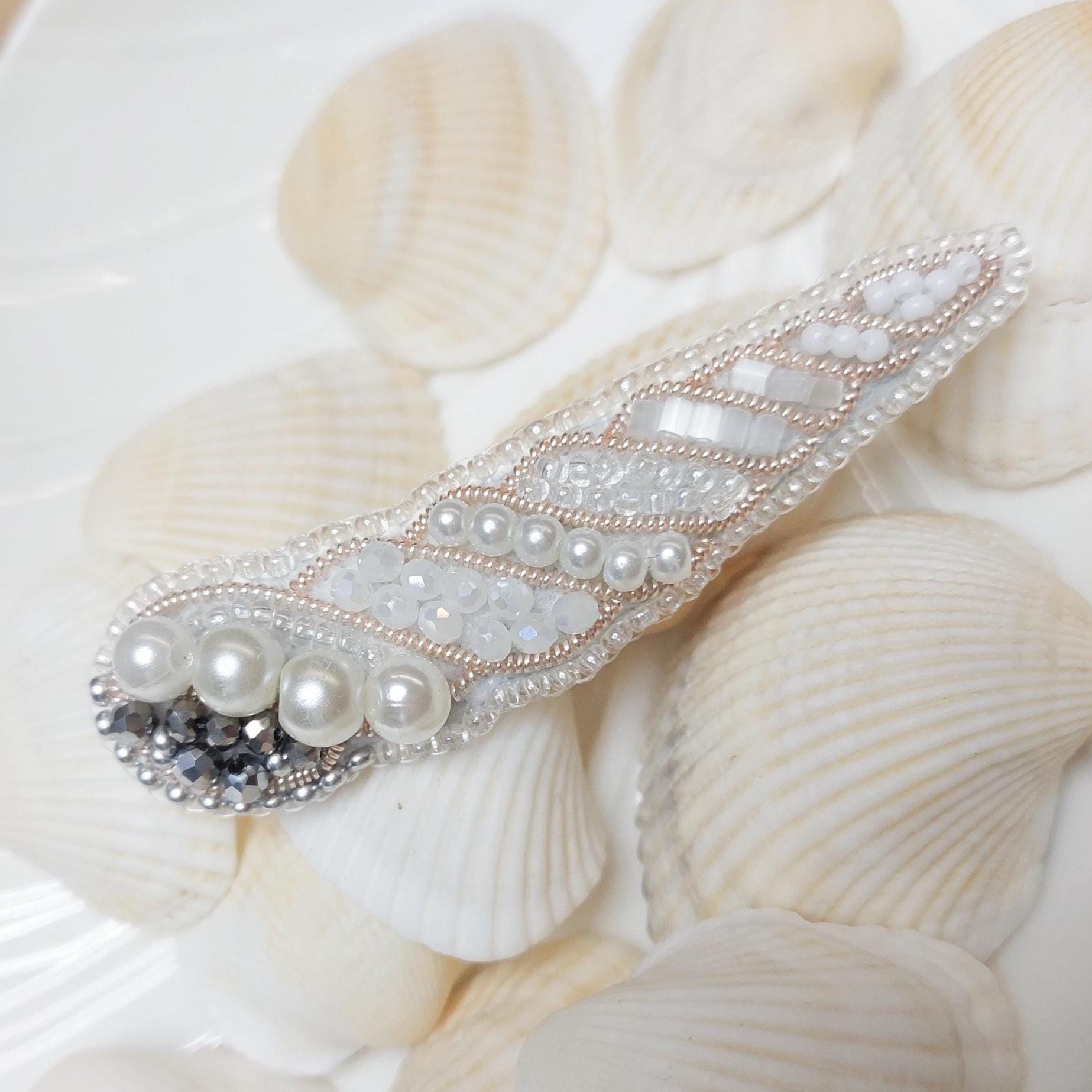Handmade Beaded Seashell Brooch: Embroidered Ocean Jewelry - Etsy