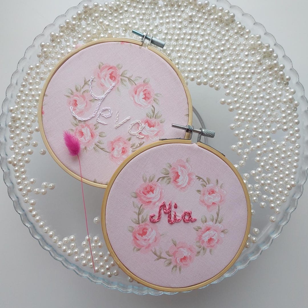 Custom Embroidered Baby Name Hoop, Hand Embroidery Personalized Nursery ...