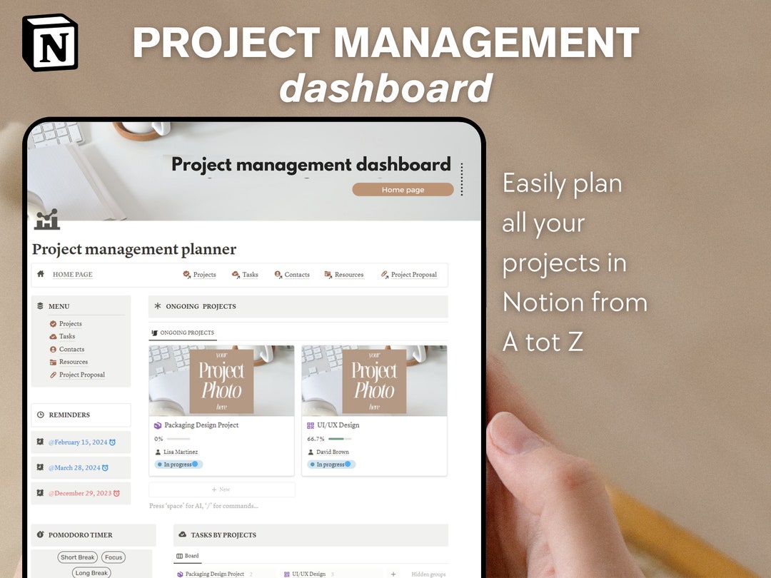 Project Management Dashboard Notion Template, Project Manager, Project ...