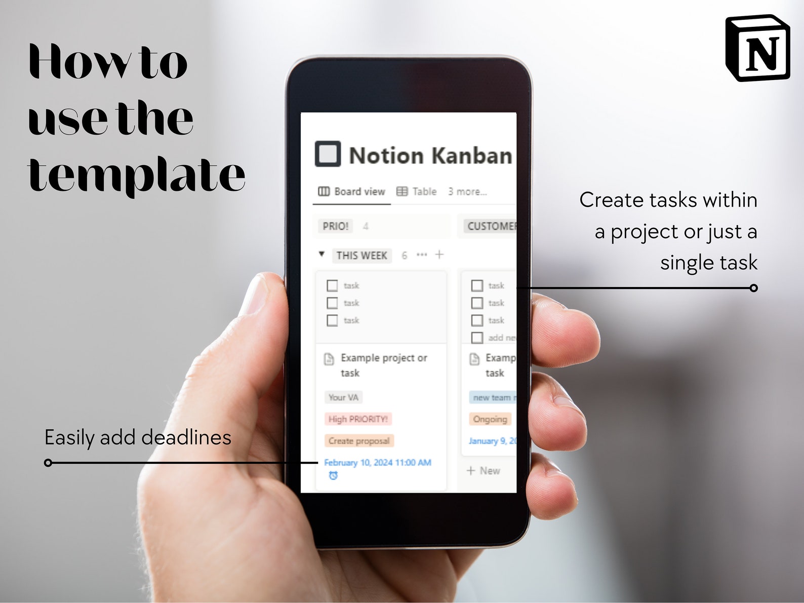 Notion Kanban Board - Notion Template - Weekly to Do Board - to Do List ...