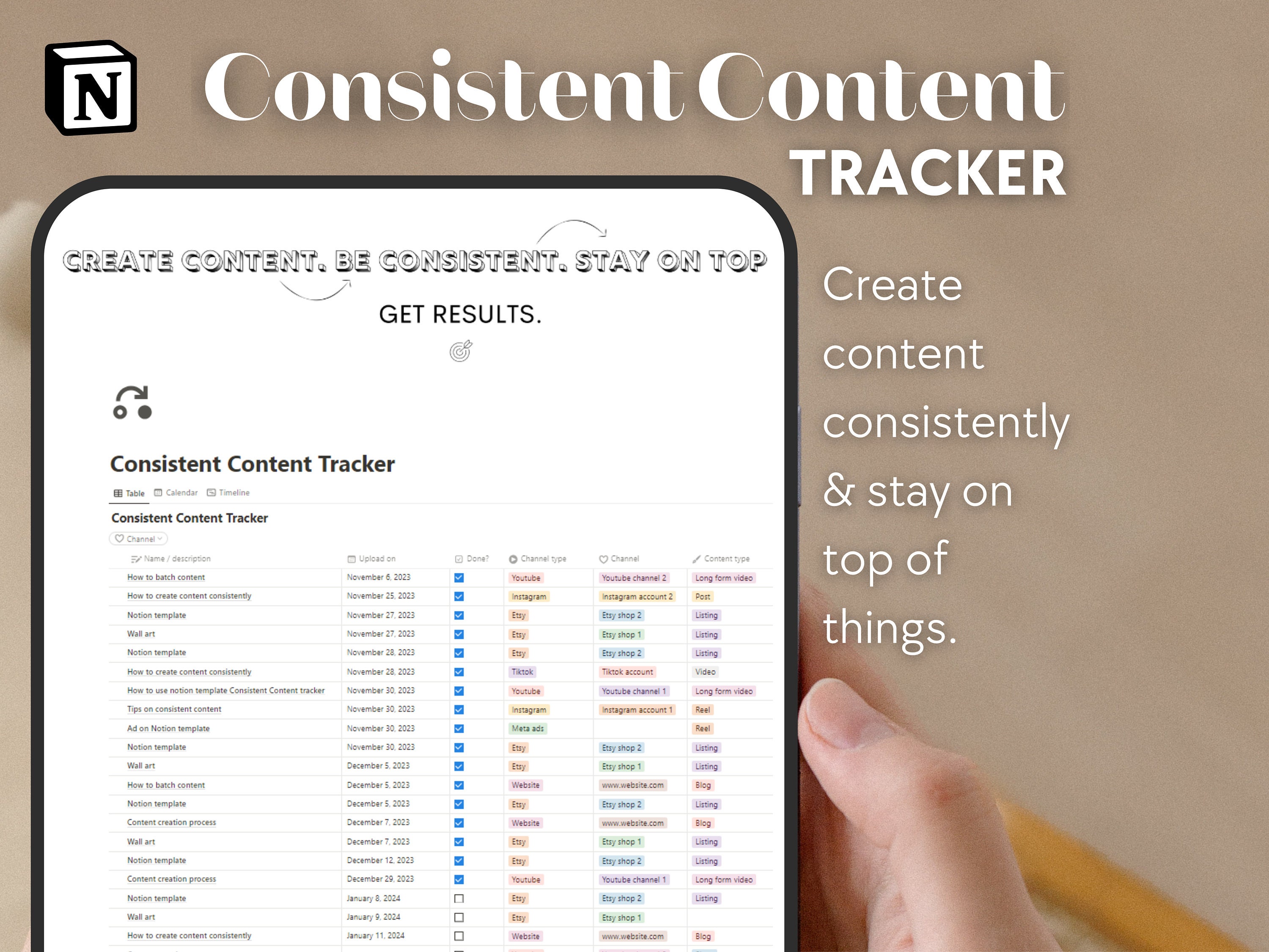 Notion Content Tracker, Content Planner, Content Calendar, Content ...