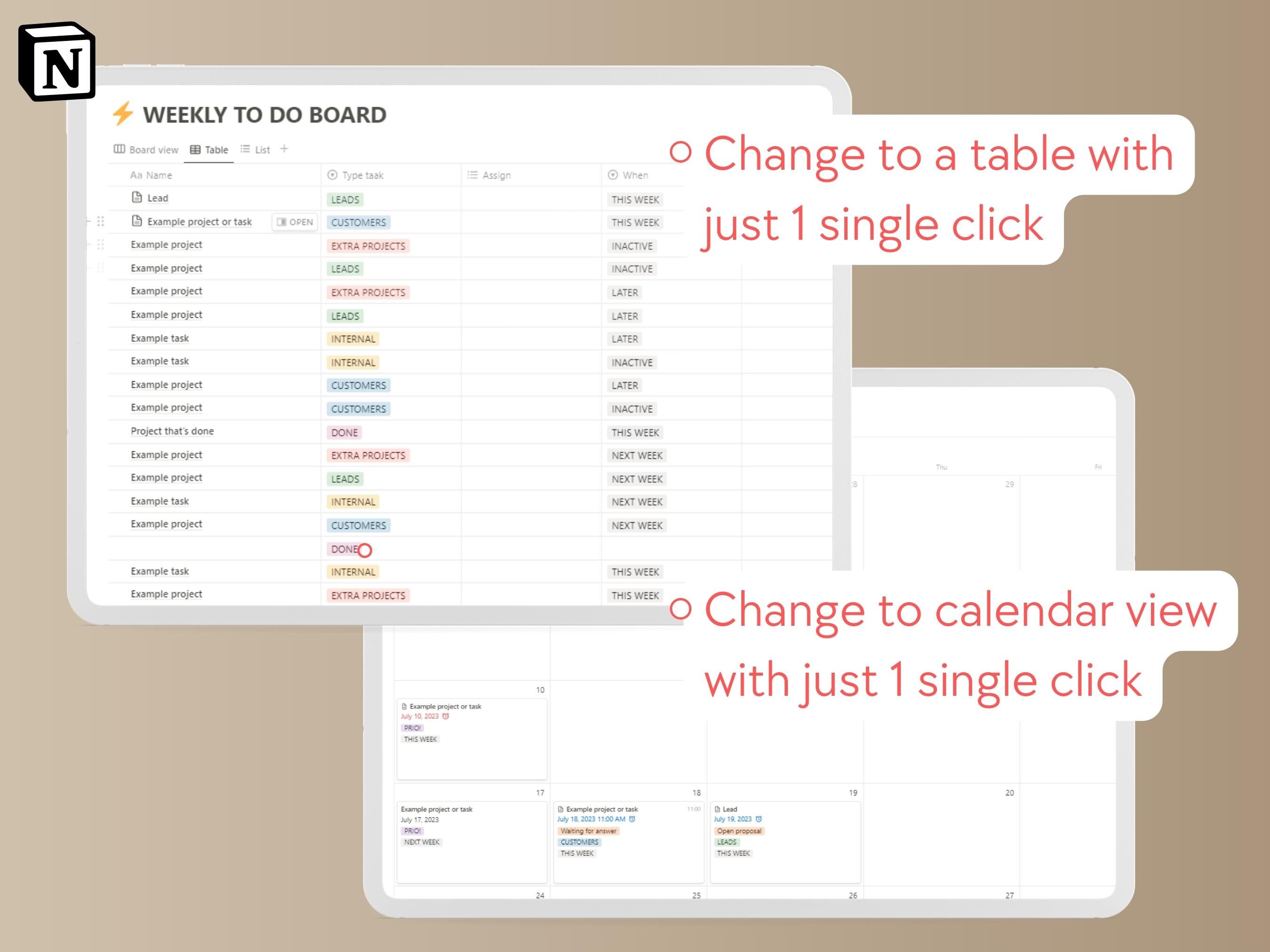 Notion Template Weekly to Do Board to Do List Kanban Board Project ...