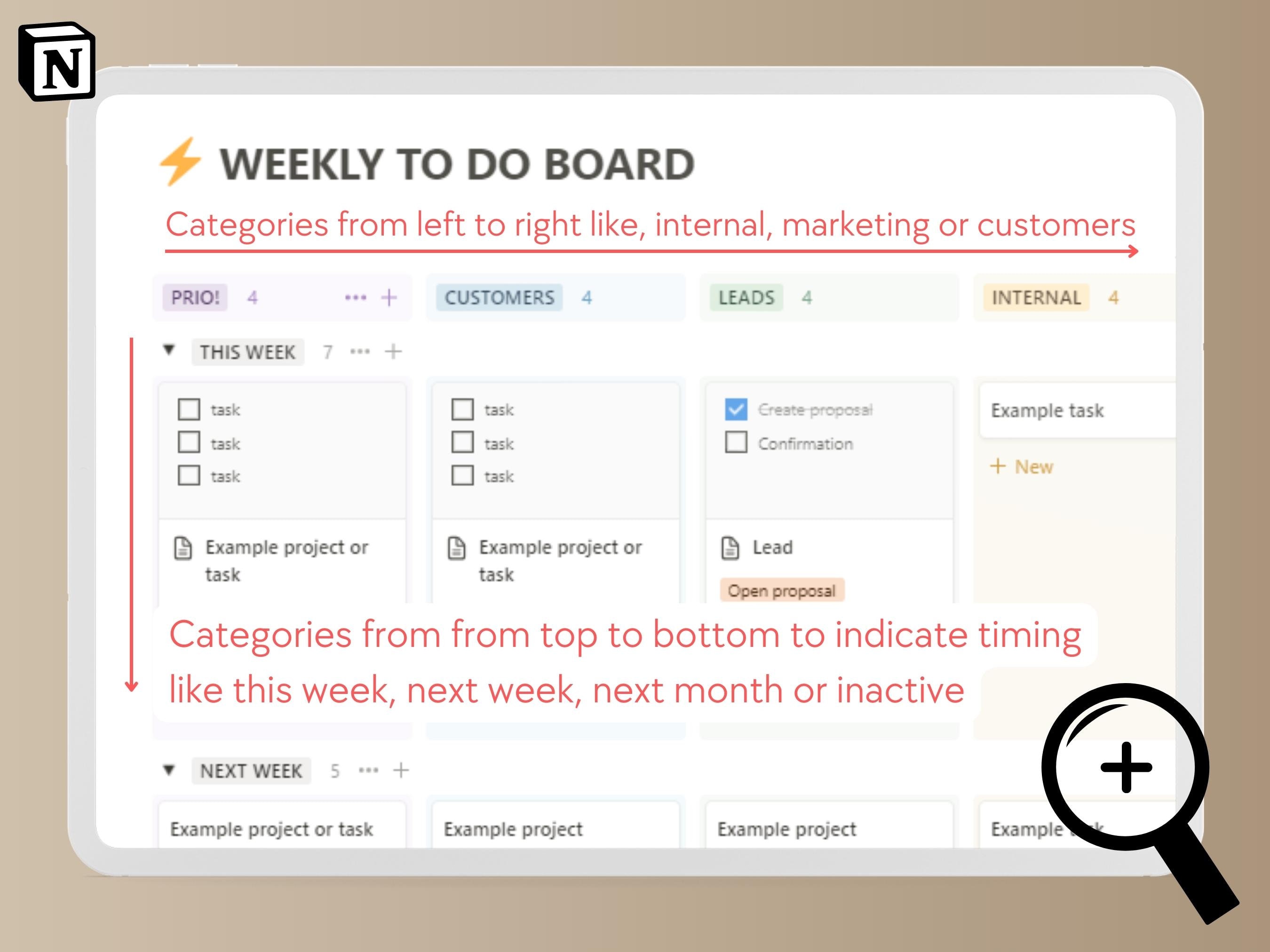 Notion Template Weekly to Do Board to Do List Kanban Board Project ...
