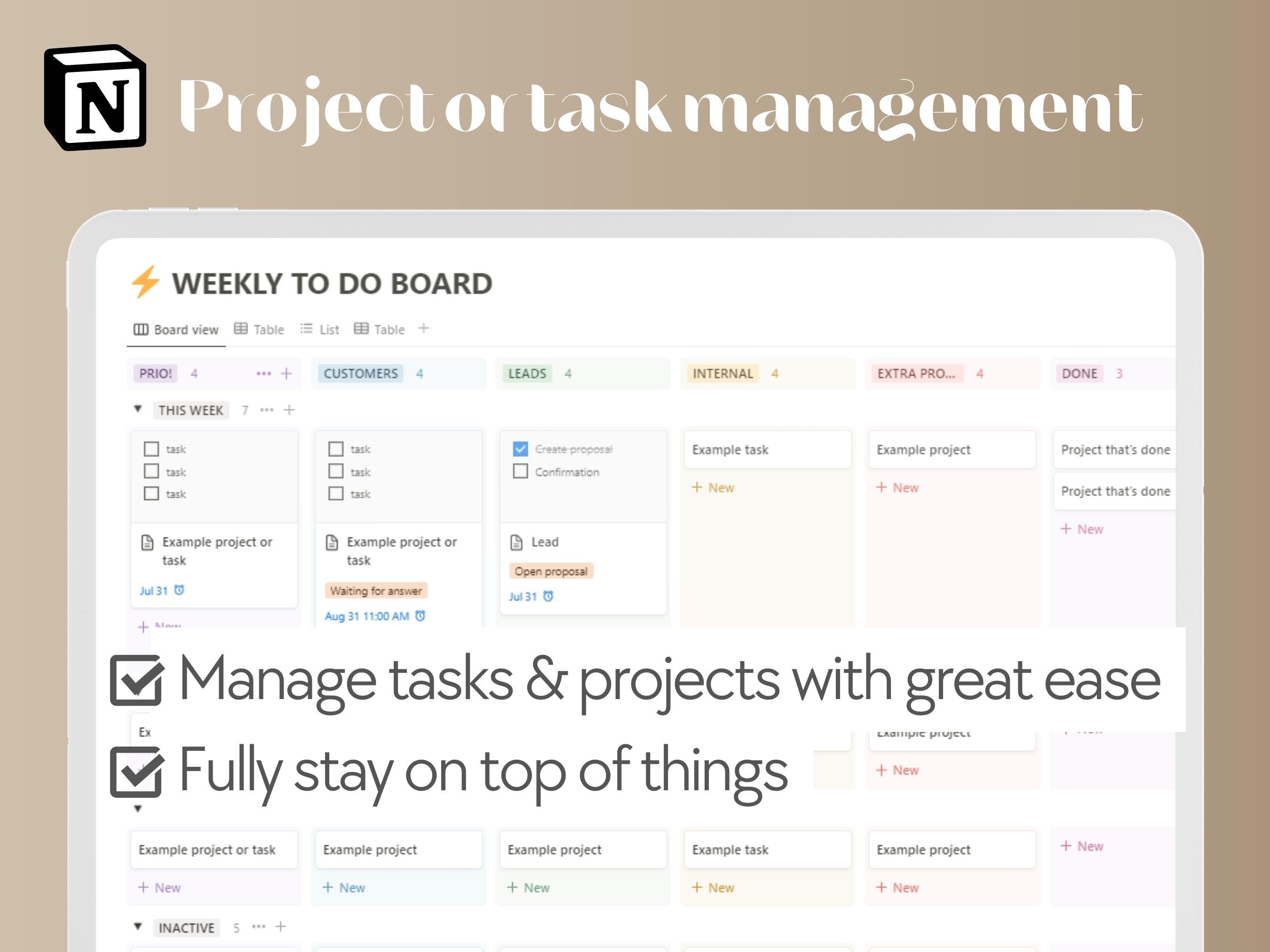 Notion Template Weekly to Do Board to Do List Kanban Board Project ...
