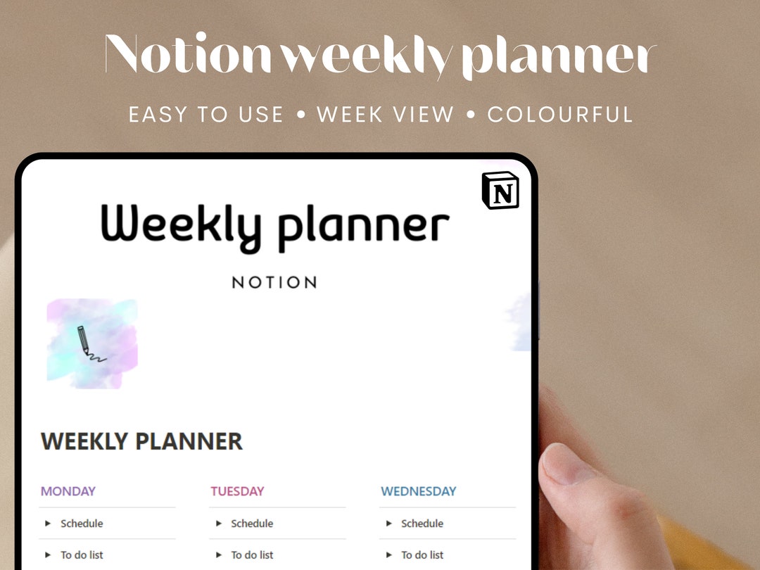 Notion Weekly Planner Template, Colorful Simple Design (digital ...