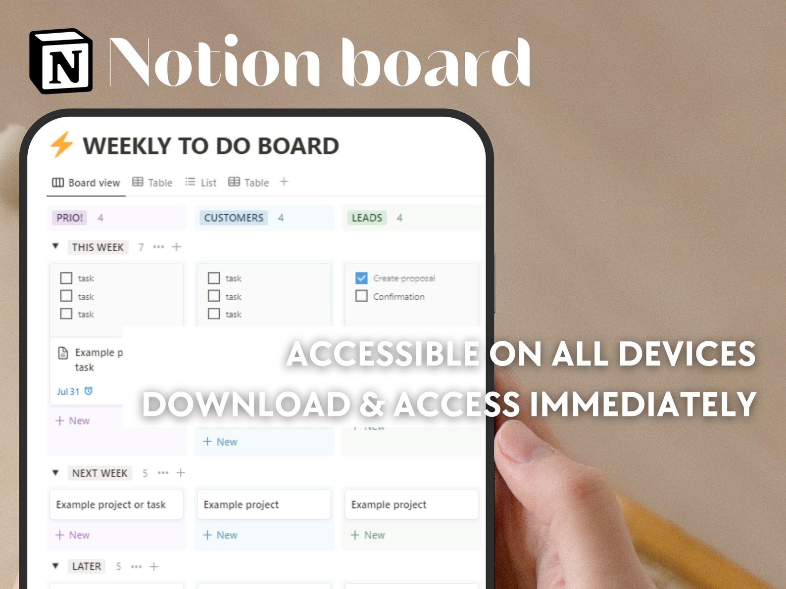 Notion Template Weekly to Do Board to Do List Kanban Board Project ...