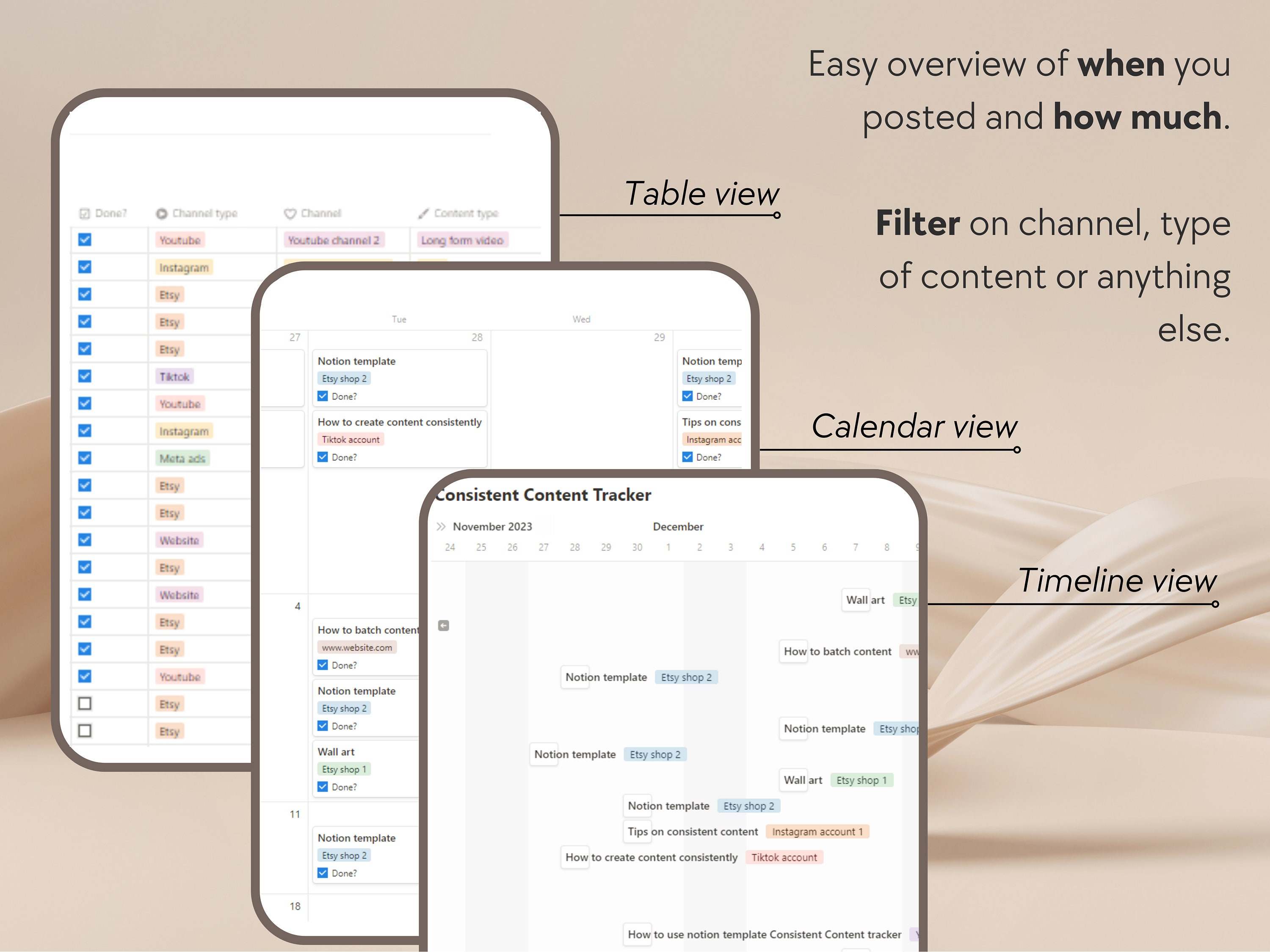 Notion Content Tracker, Content Planner, Content Calendar, Content ...