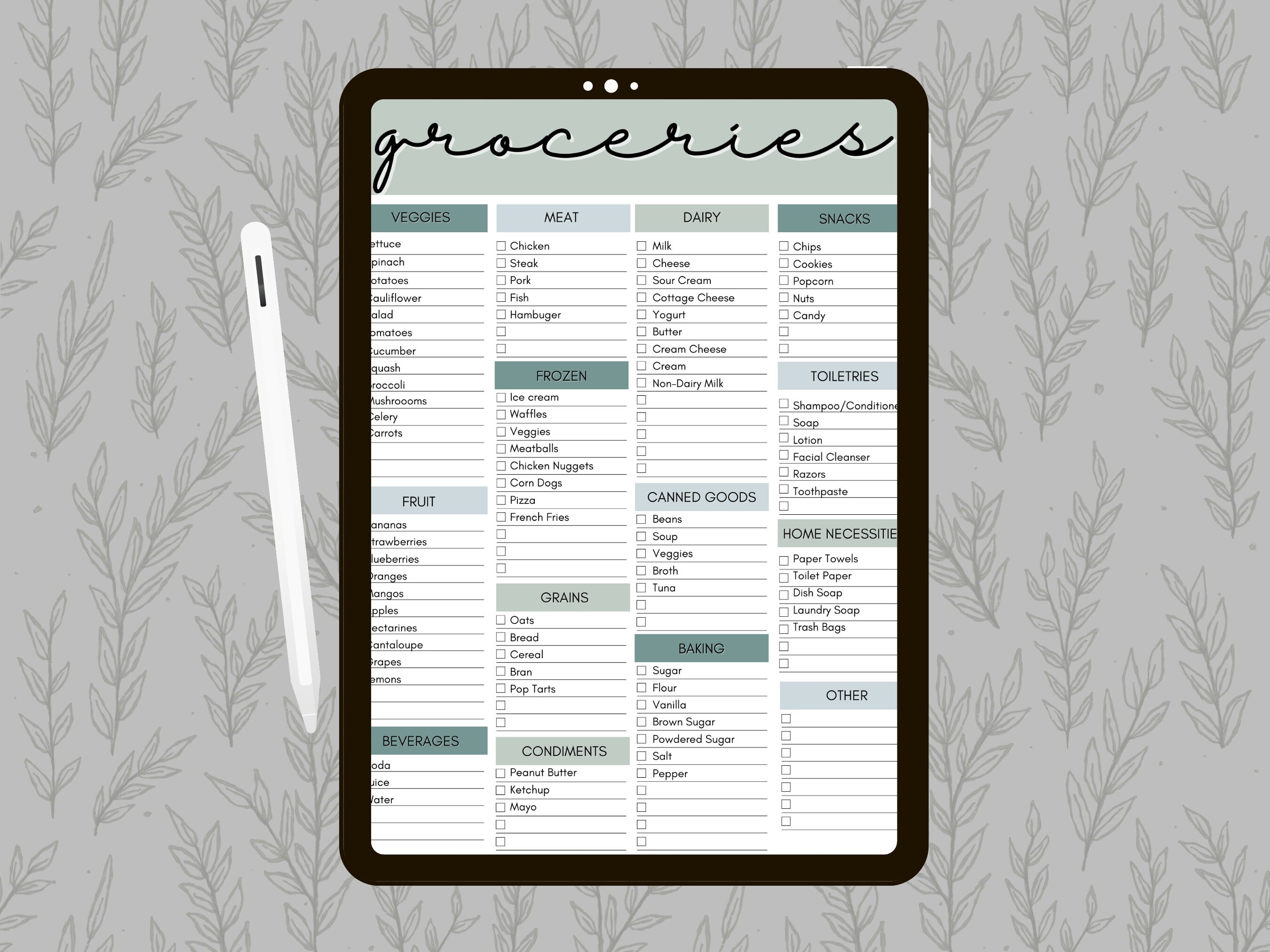 Printable Grocery List PDF Instant Download Printable - Etsy