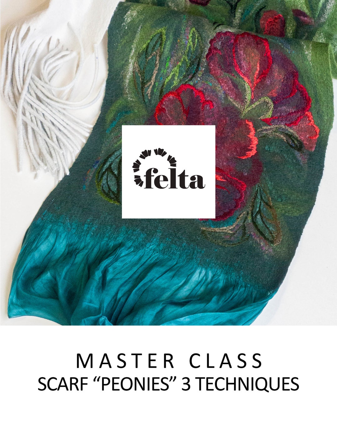 Pattern Nuno Felt Scarf PDF Tutorial Felting Pattern Scarf With Flowers ...