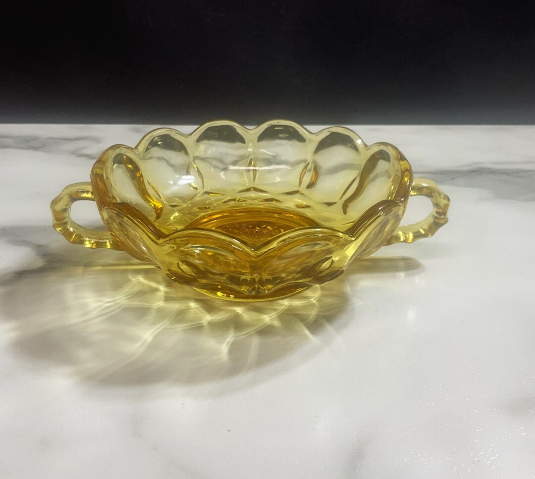 Vintage Amber Glass Candy Bowl, Amber Glass Bowl, Vintage, Home Decor ...