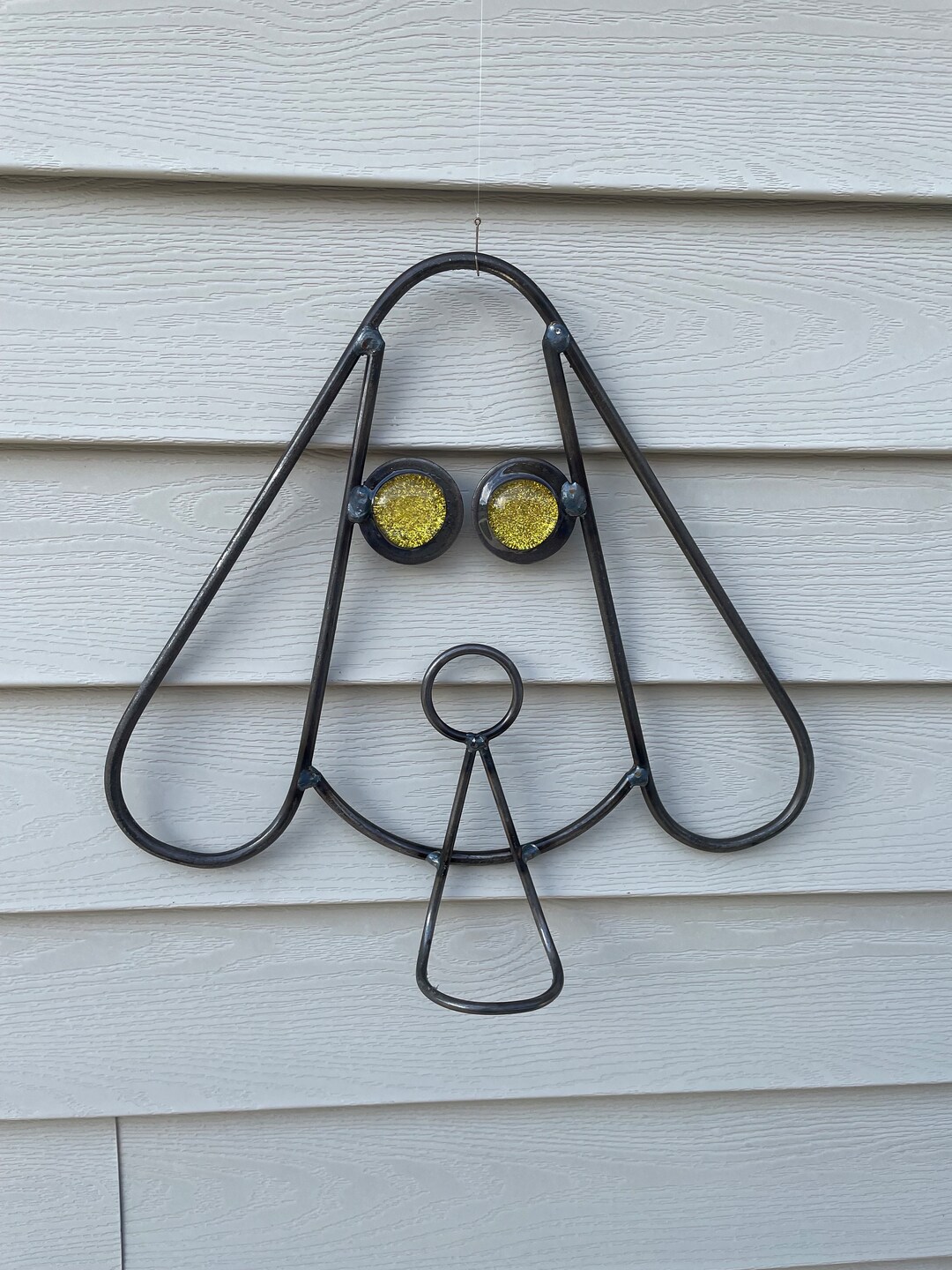 Dog Face Wall Hanger. Cute Dog Face With Yellow Sparkled Glass Eyes and ...