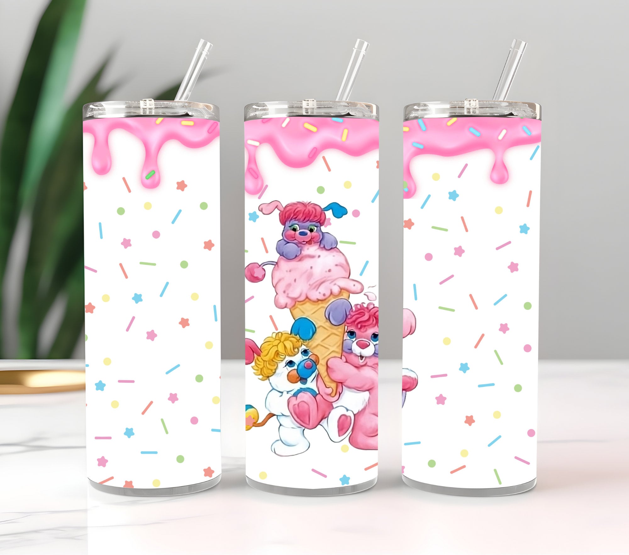 Popples 80s Cartoon 3 Wraps Included 20oz Skinny Straight Tumbler Wrap ...