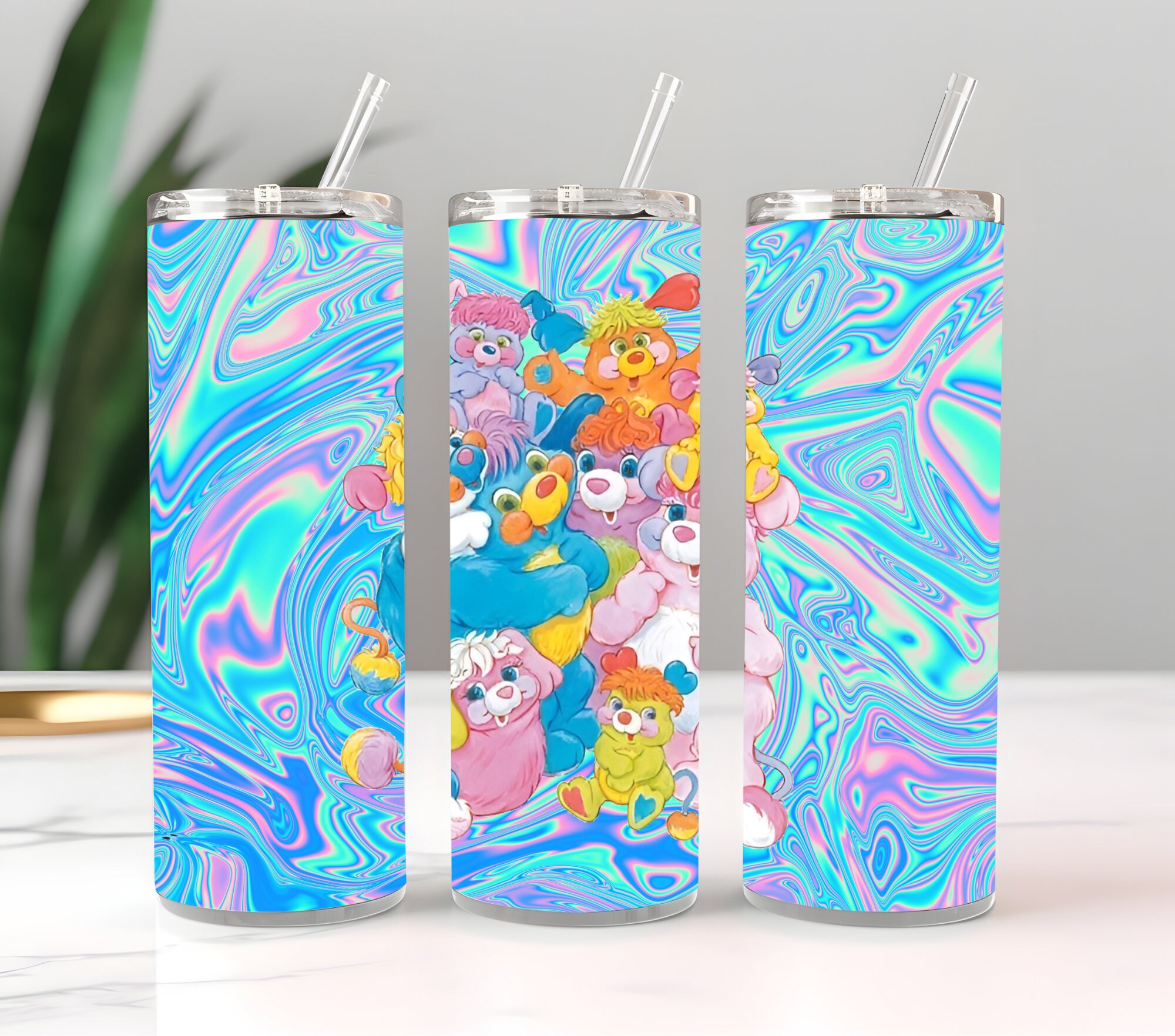 Popples 80s Cartoon 3 Wraps Included 20oz Skinny Straight Tumbler Wrap ...