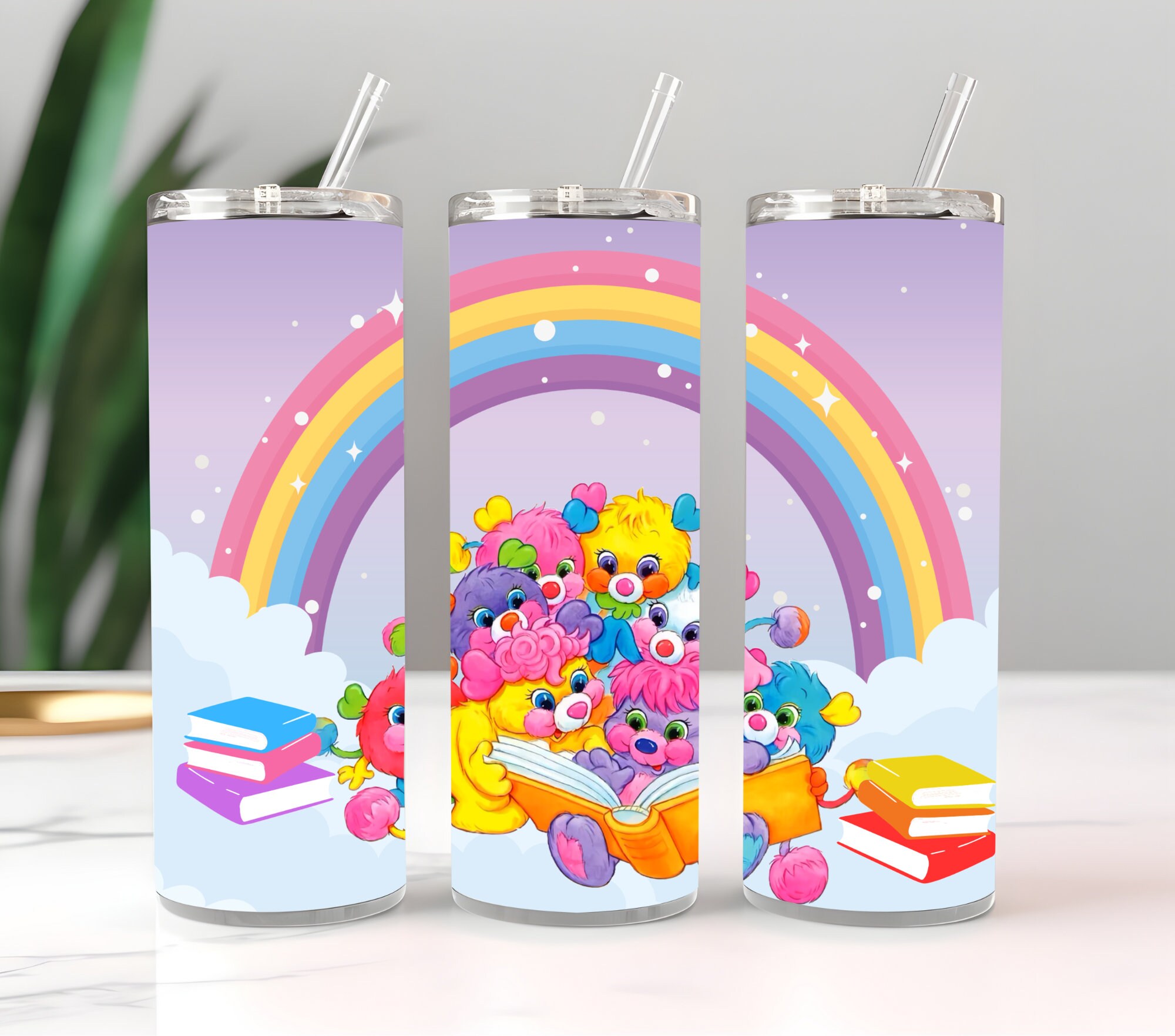 Popples 80s Cartoon 3 Wraps Included 20oz Skinny Straight Tumbler Wrap ...