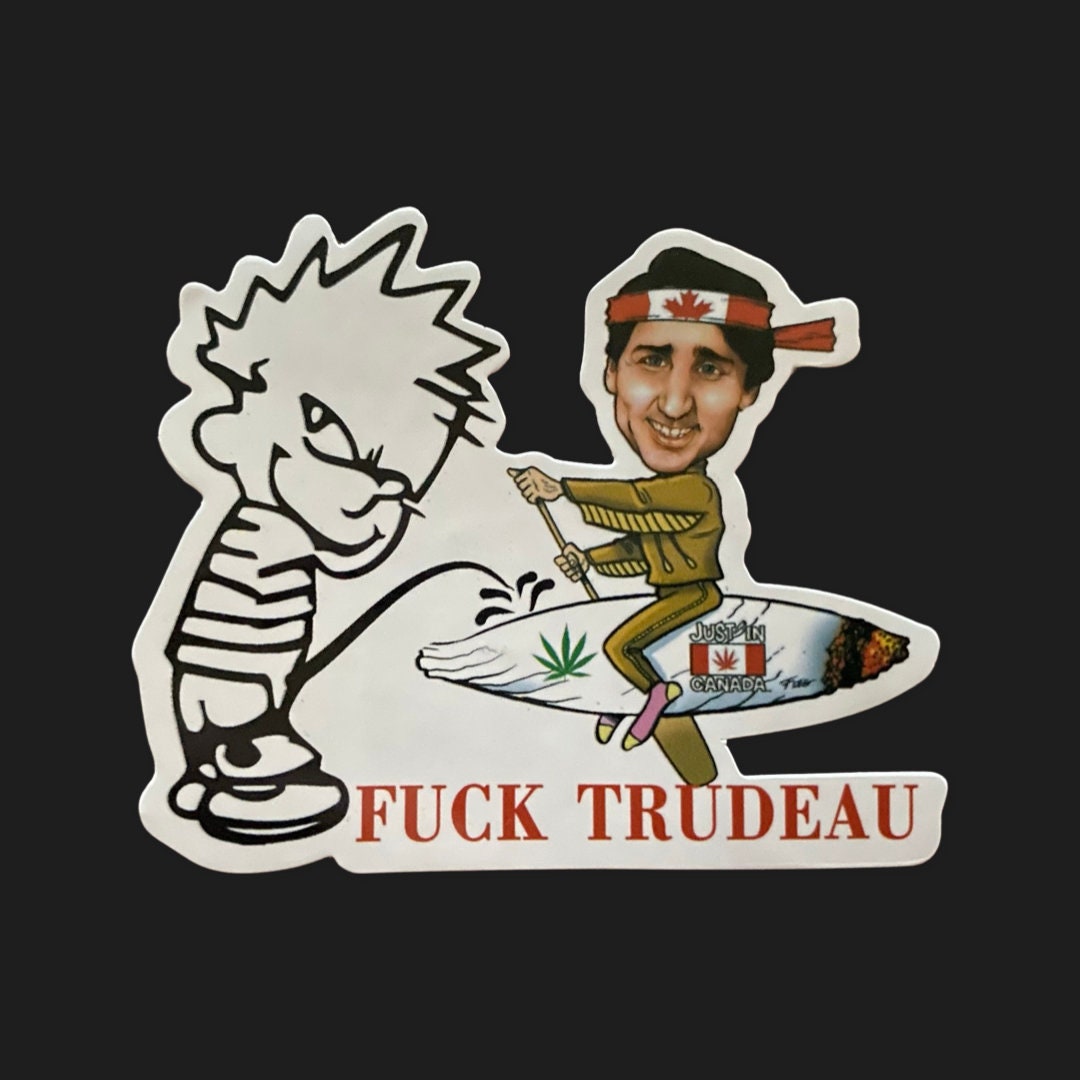 Fck Trudeau Funny Calvin Hobbes Funny Large Truck Car Decal Sticker 7 X ...