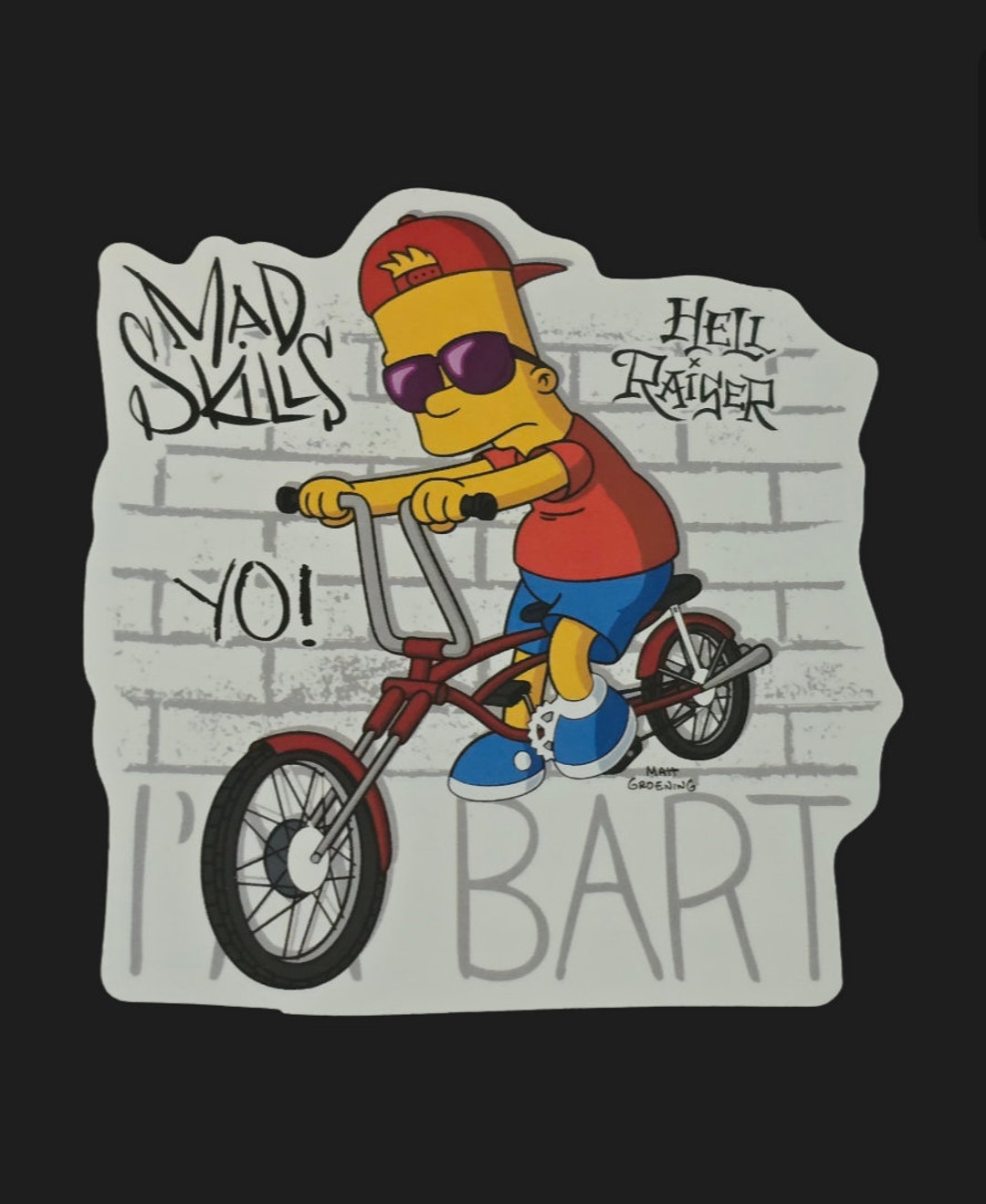 SIMPSONS TV Show Bart Riding Bike Mad Skills Hard Hat Snowboard ...