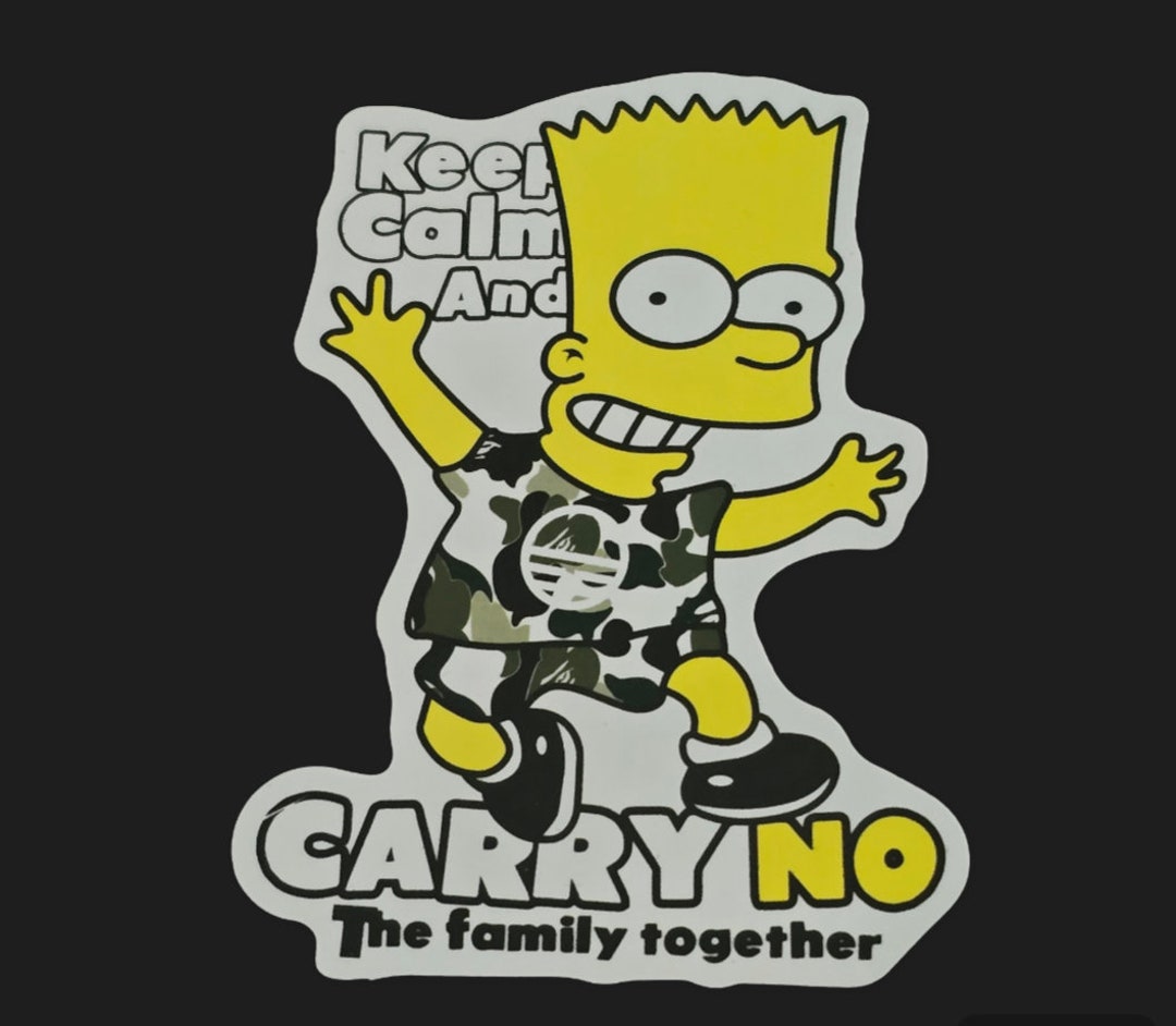 SIMPSONS TV Show Bart Keep Calm Hard Hat Snowboard Skateboard Car Decal ...