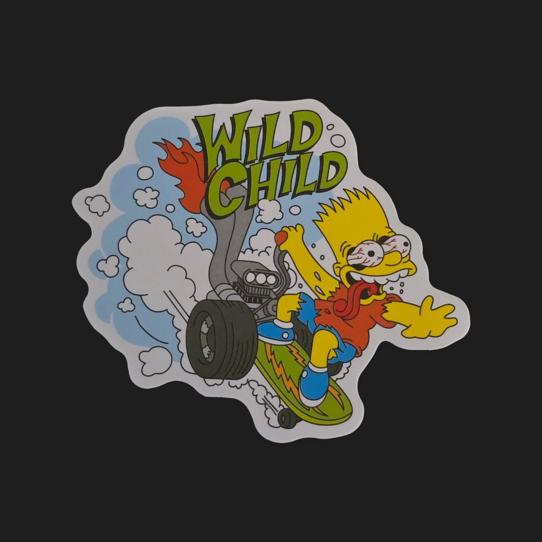 SIMPSONS TV Show Bart Wild Child Hard Hat Snowboard Skateboard Car ...