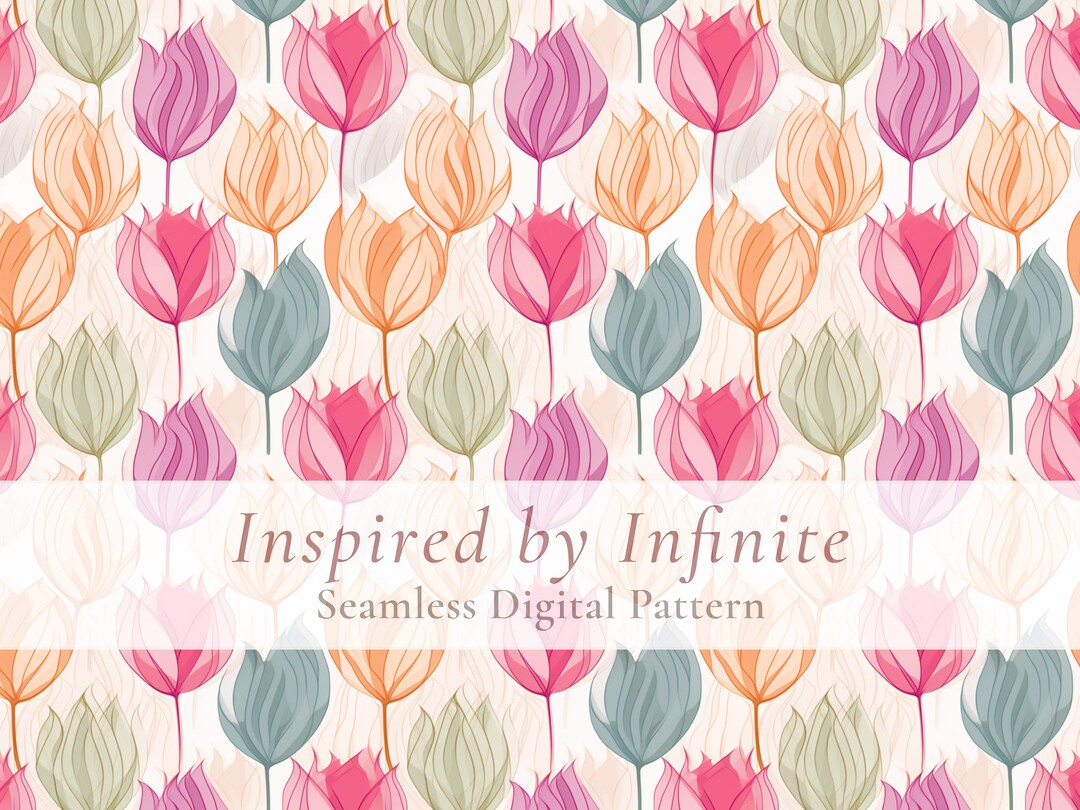 Tulips Seamless Digital Design Pastel Spring Flower Repeating Pattern ...