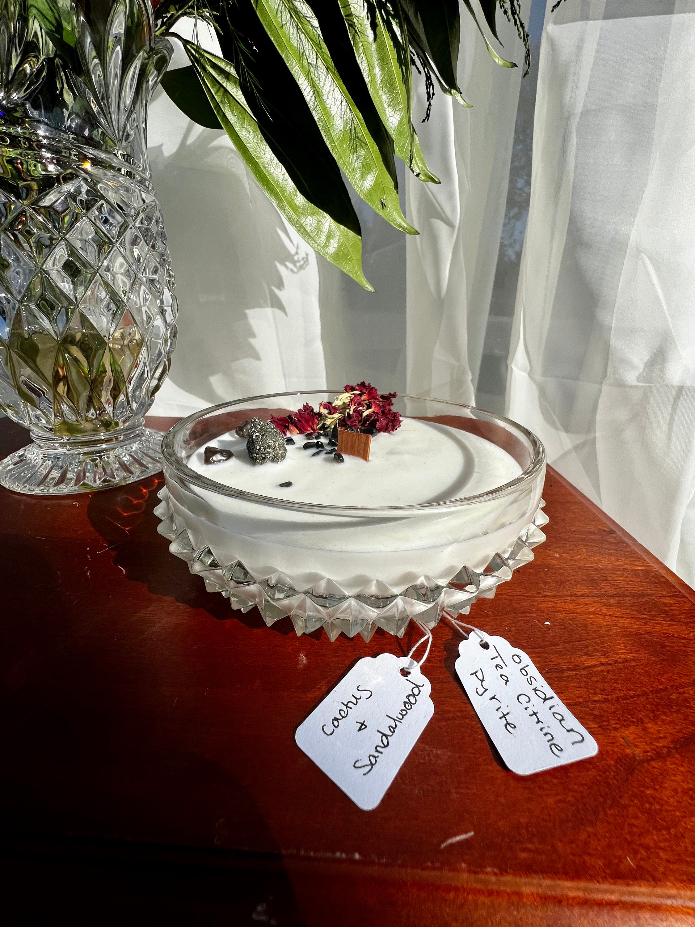 Organic Hand Poured Candle in Vintage Indiana Diamond Point - Etsy