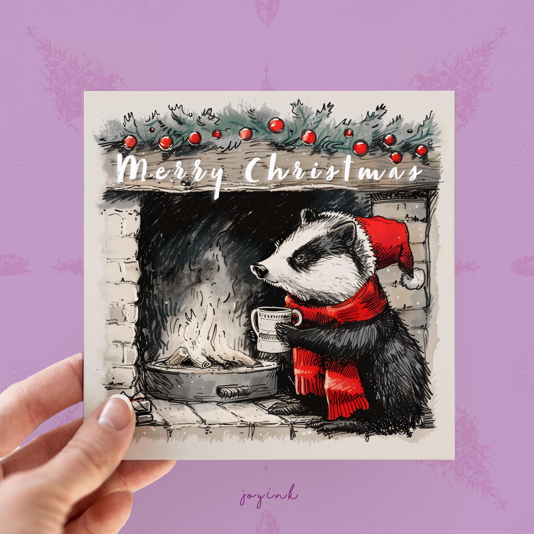 Personalised Badger Christmas Card, Custom Badger Xmas Cards for ...