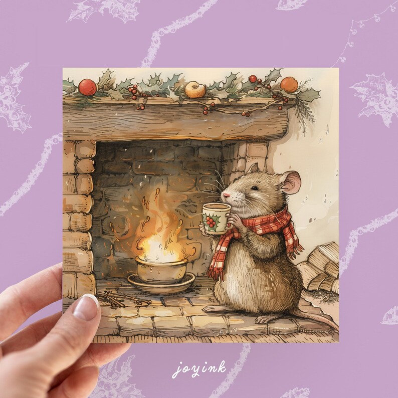 Personalised Water Rat Christmas Card, Customisable Holiday Greeting ...