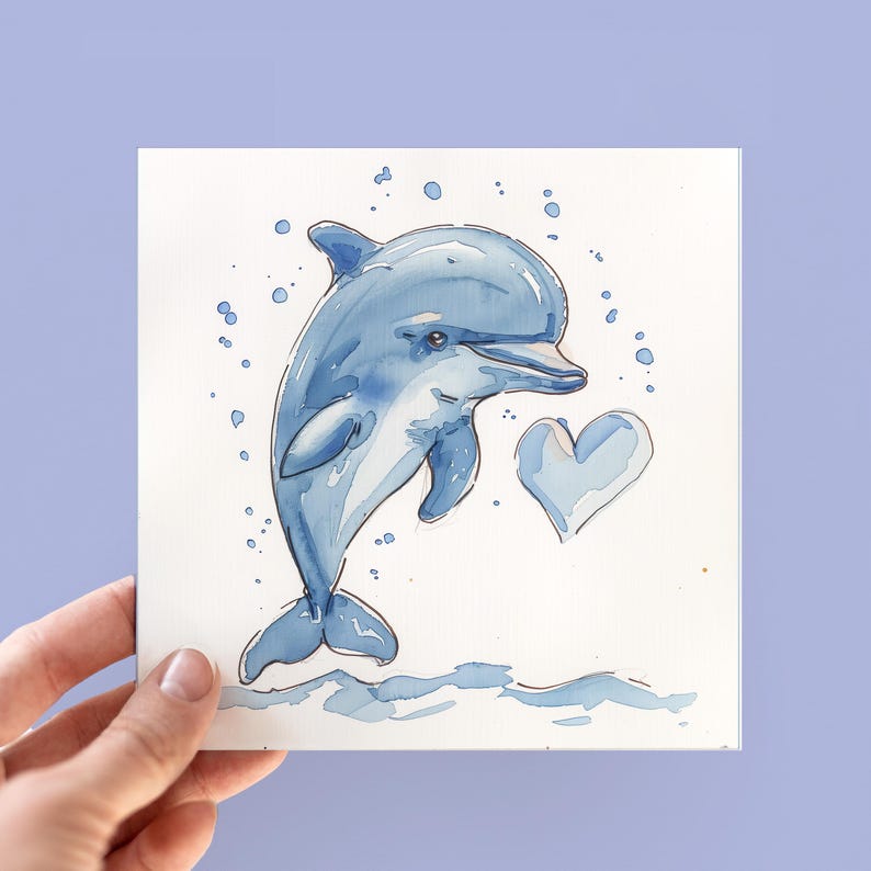Personalised Dolphin Greeting Card, Unique Illustrated Card for Sea ...