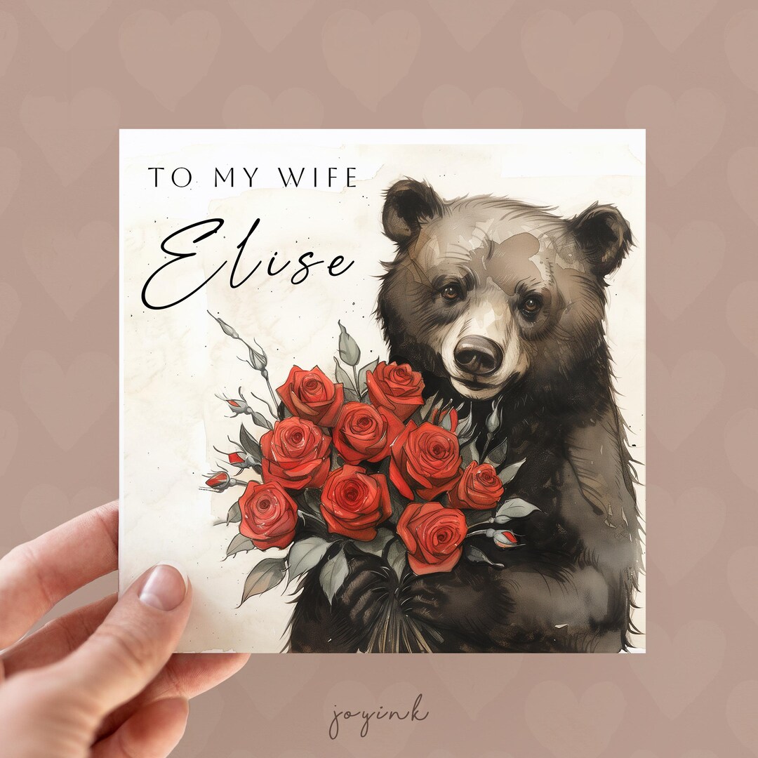 Personalised Black Bear Valentine's Cards, Custom Black Bear Cards for ...