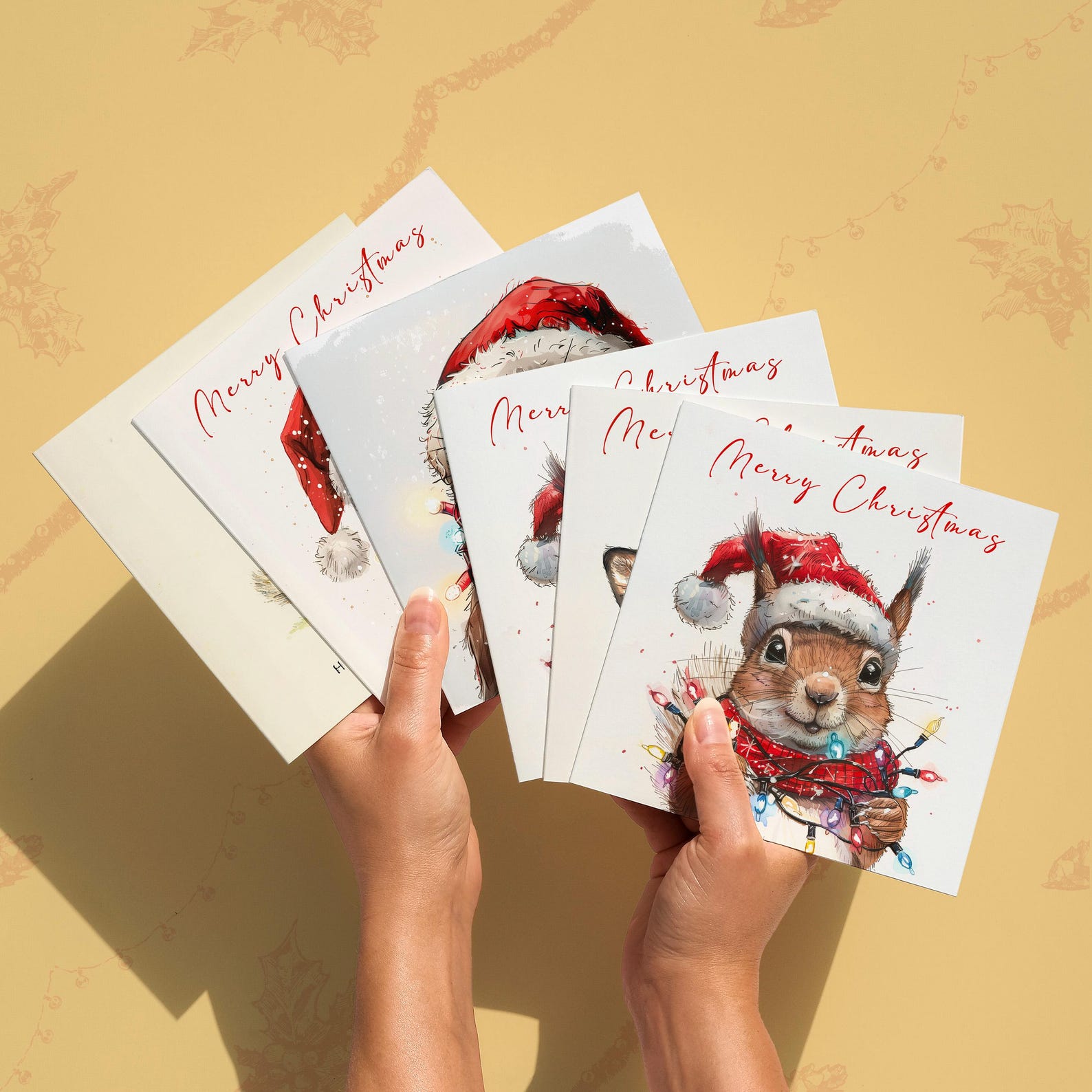 Personalised Red Squirrel Christmas Card, Customisable Squirrel ...