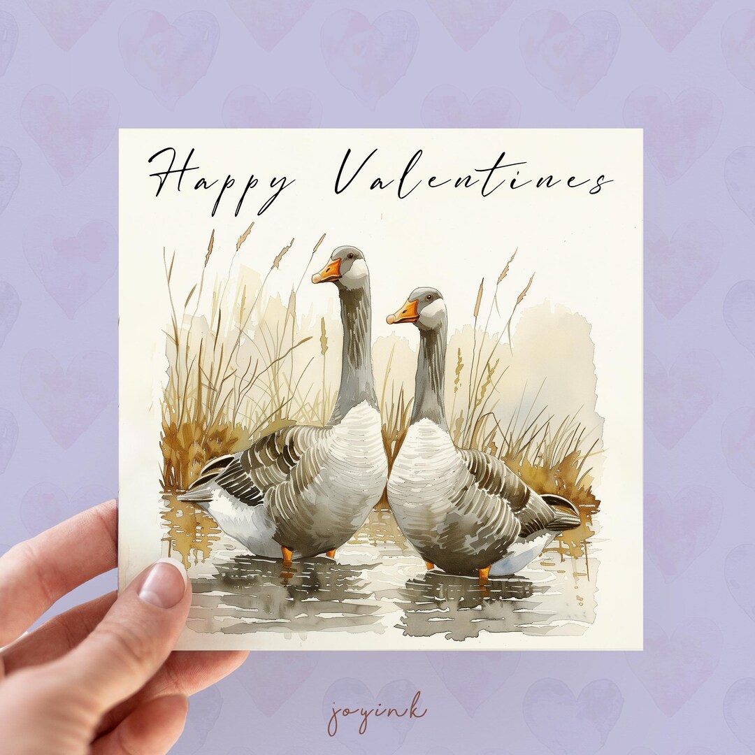 Personalised Geese Valentines Card, Customisable Goose Greeting Card ...