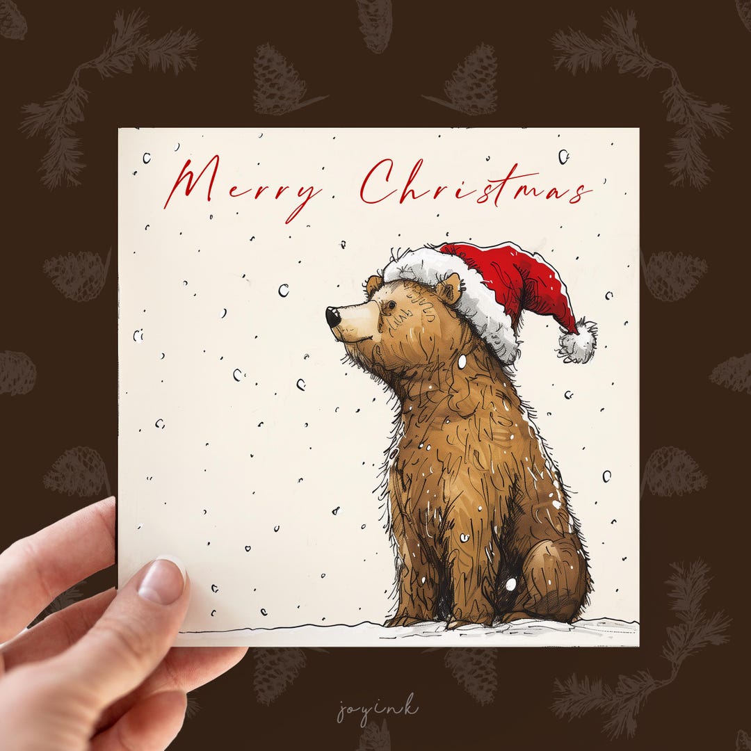 Personalised Bear Christmas Card, Holiday Card for Animal Lovers ...