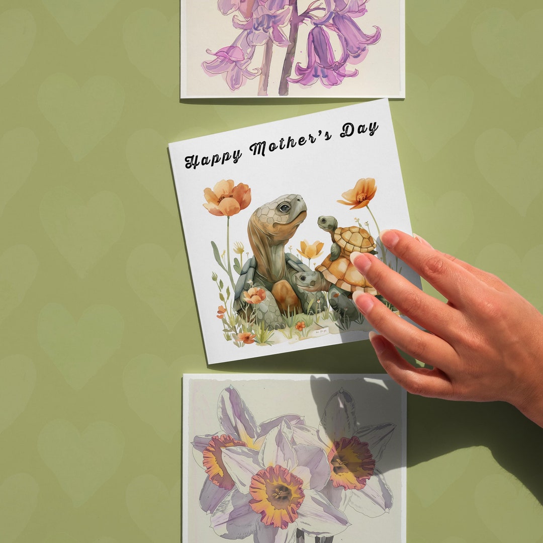 Personalised Tortoise Mother's Day Card, Cute Turtles Card for Mum ...