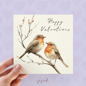 Personalised Robin Valentines Card, Customisable Birds Greeting Card ...