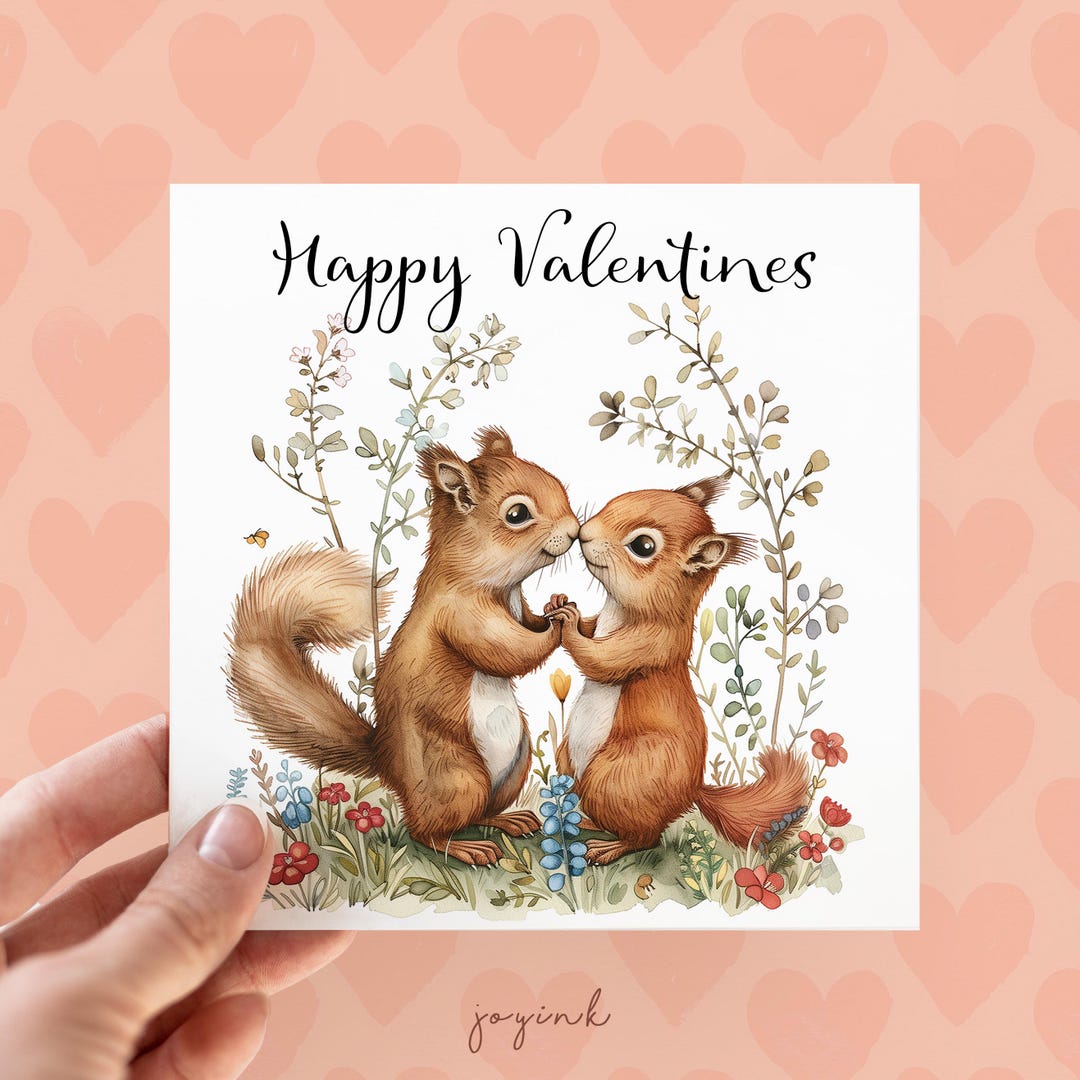 Personalised Red Squirrel Valentines Card, Customisable Squirrel Love ...