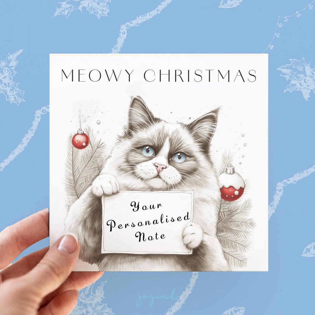 Personalised Ragdoll Christmas Card, Cat Greeting Cards, Ragdoll Cards ...