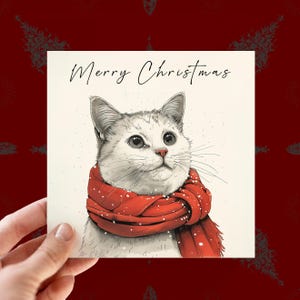 Personalised Cat Christmas Card, Custom Cards for Cat Lover, Cat Cards ...