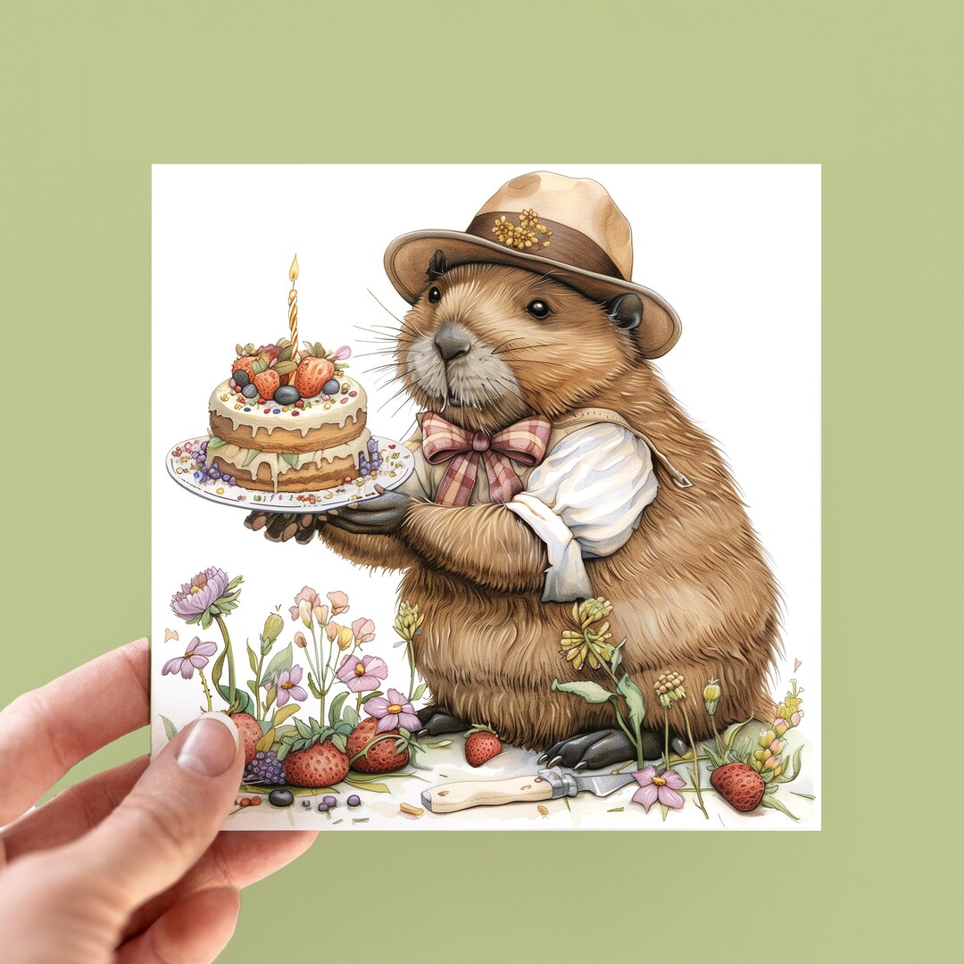 Cute Beaver Birthday Cards, Woodland Animals Cards, Beaver Lover Gifts ...